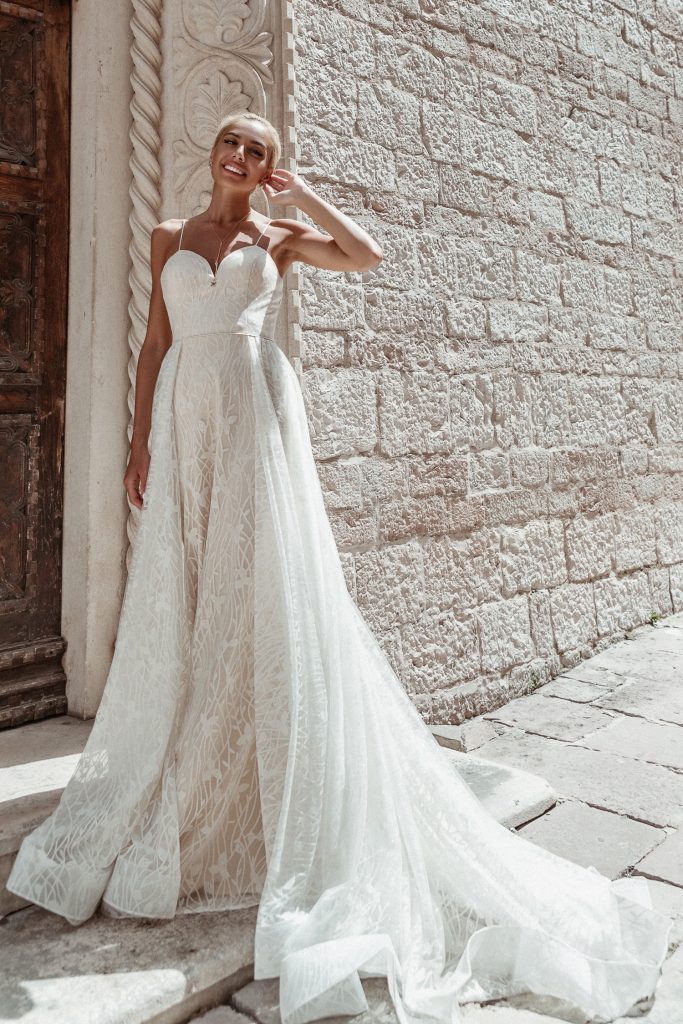 White Embroidered Lace Maxi Wedding Dress - TE921